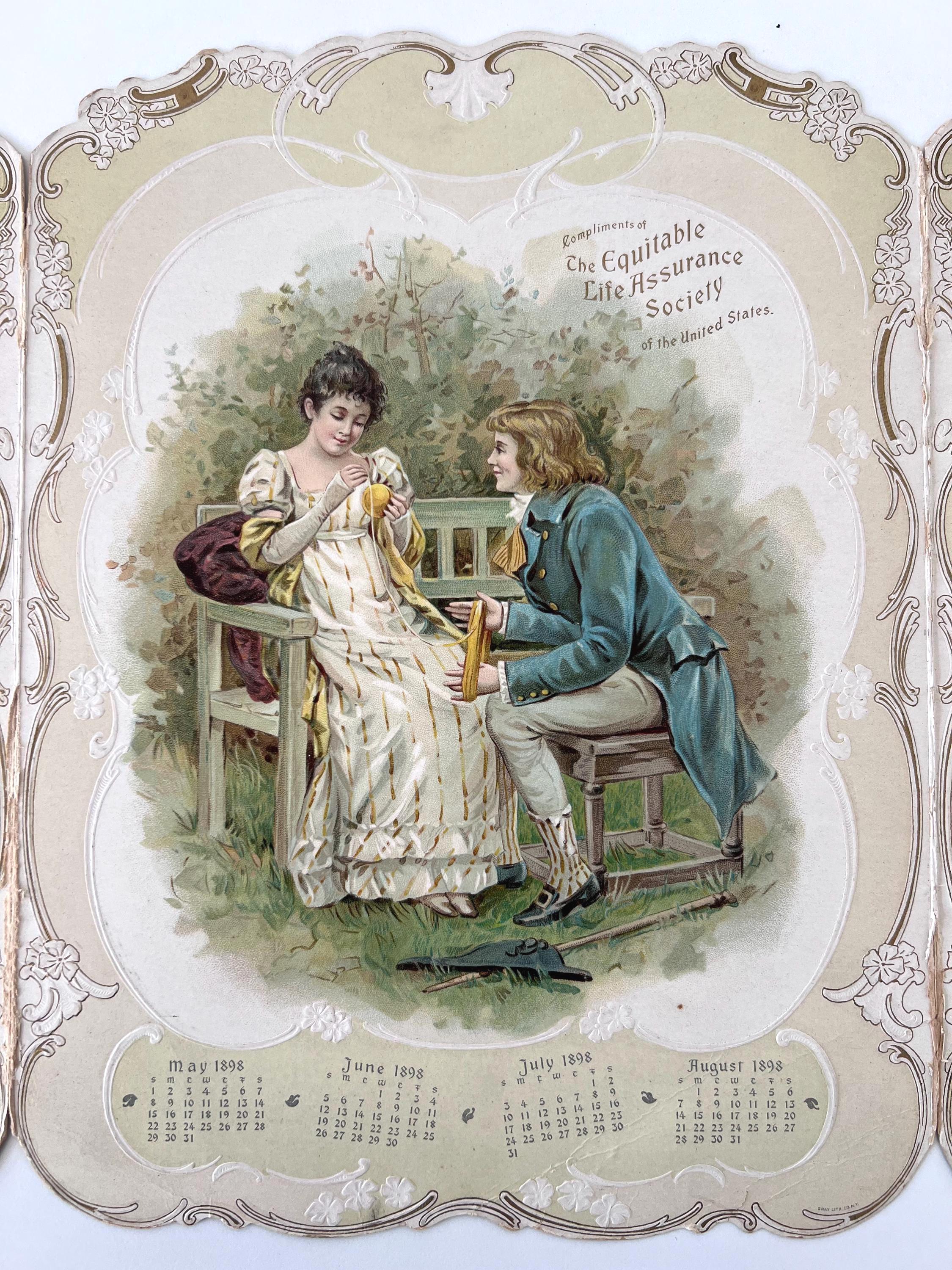 Antique 1898 Victorian Tri-fold Calendar: Embossed Romantic Scenes - Etsy