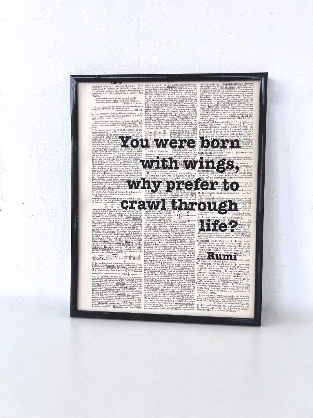 RUMI QUOTE PRINT on 1800s Dictionary Page, “you Were Born With Wings ...