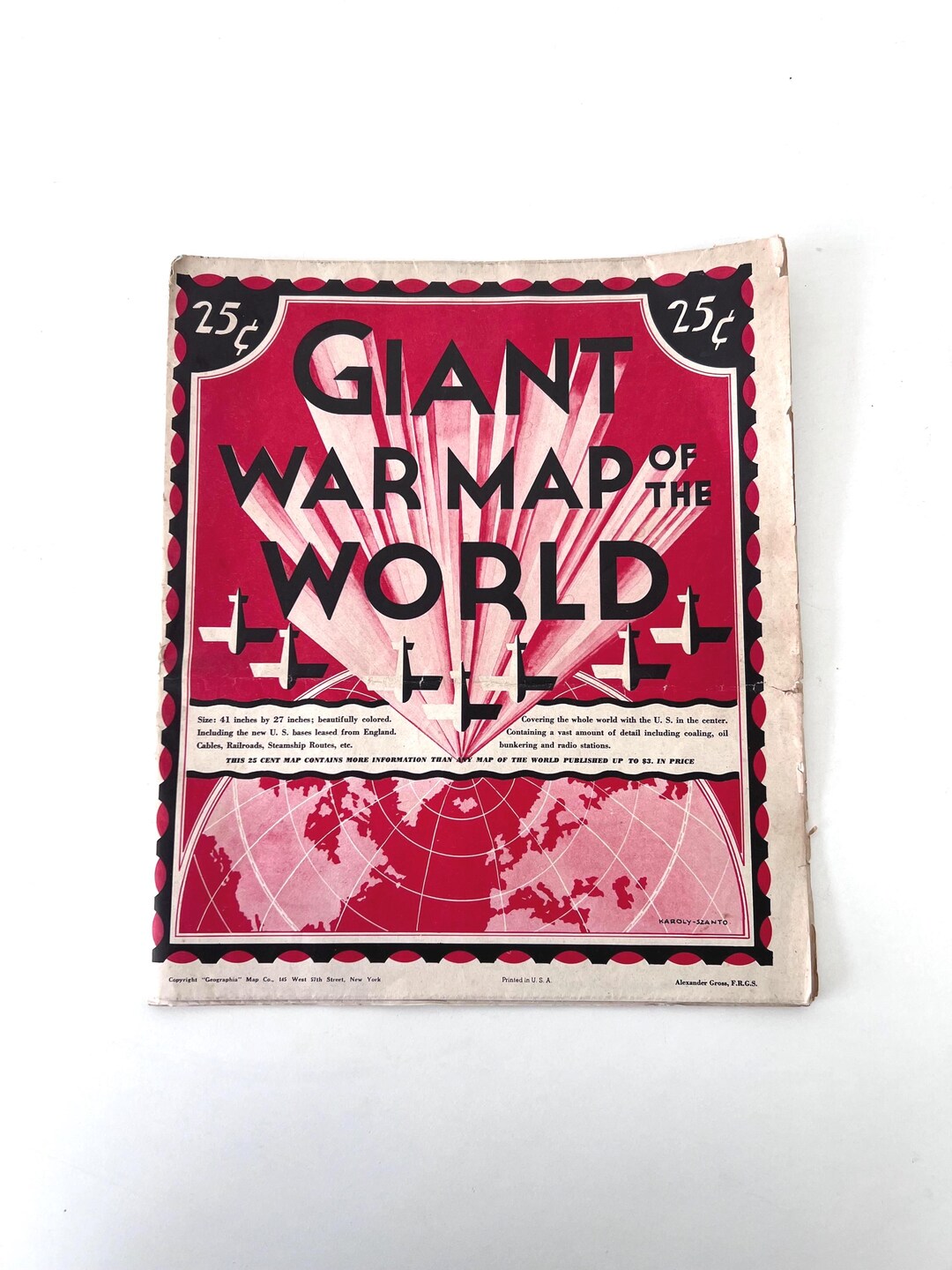 1940s Giant War Map, WWII Era Cartography, Karoly Szanto - Etsy