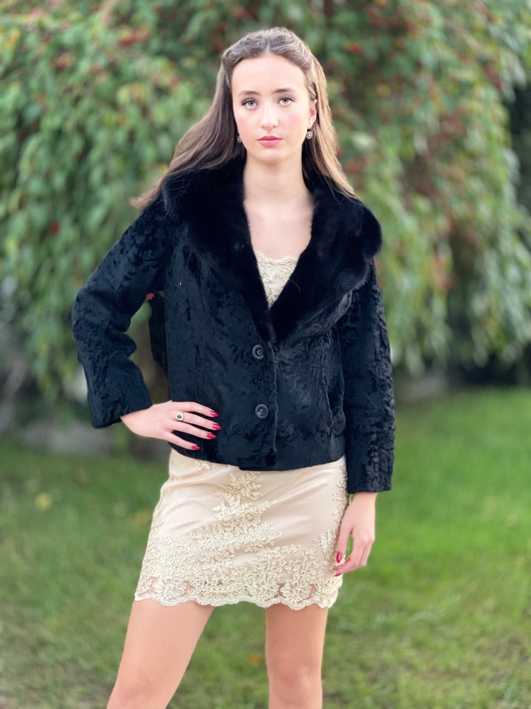 Persian Curly Lambs Wool Coat Mink Collar - Etsy