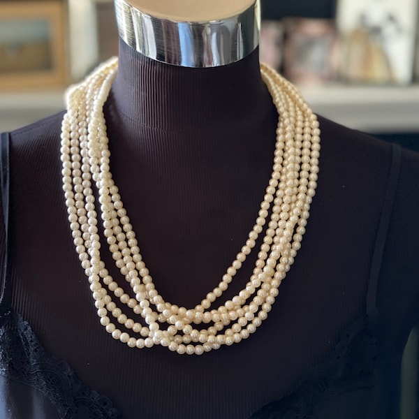 Multi Strand Pearl Necklace - Etsy