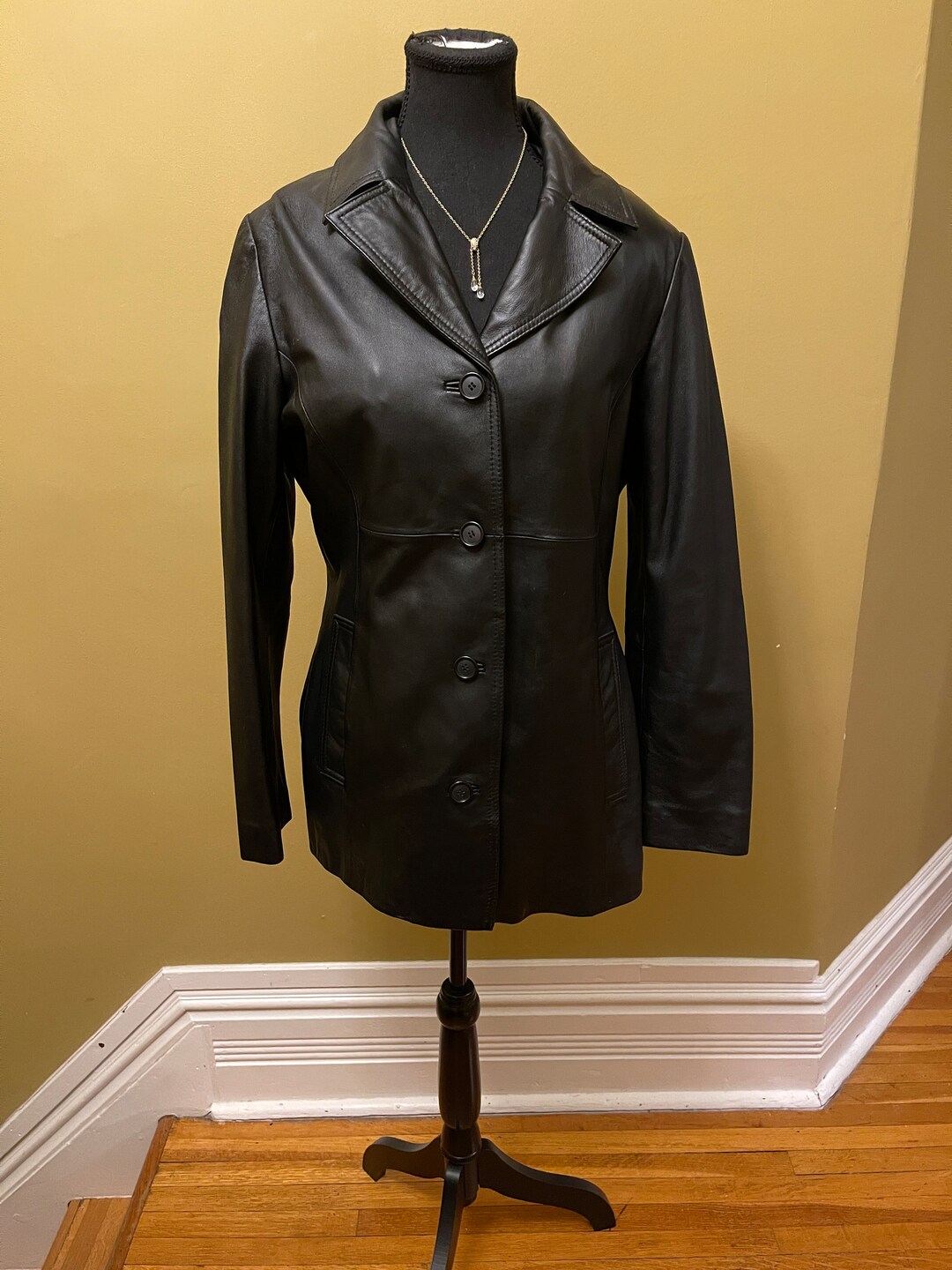 Y2K Leather Coat Small - Etsy