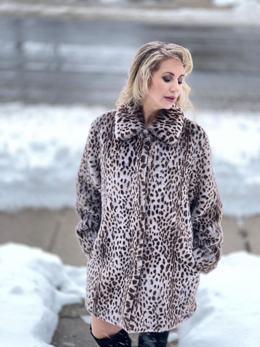 Snow Leopard Coat Faux Fur - Etsy