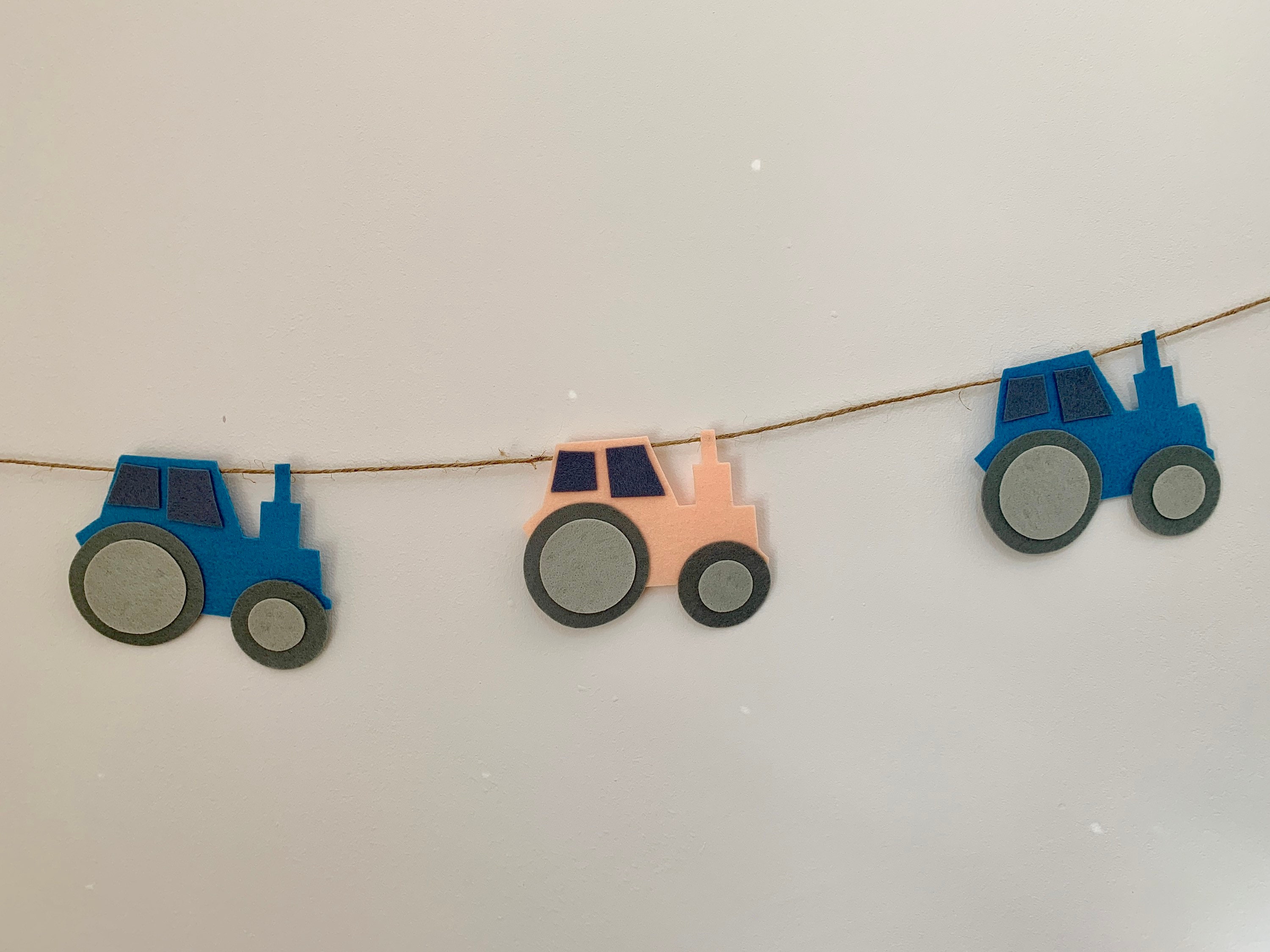 Scandi Style Homemade Tractor Bunting. Felt Tractor Bunting Hung on ...
