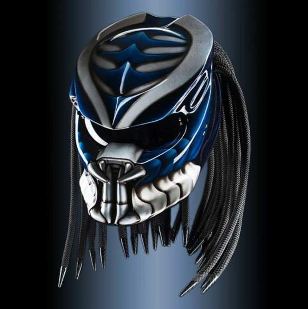Custom Predator Helmet Black Blue Color for Motorcycle - Etsy