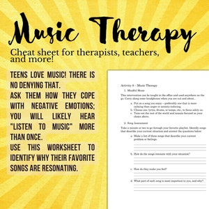 Music Therapy Worksheet for Teens | Sound Healing Activity to Reduce ...