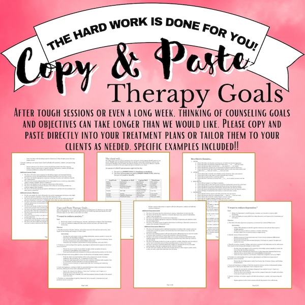 Therapy Cheat Sheet Goals Pdf - Etsy