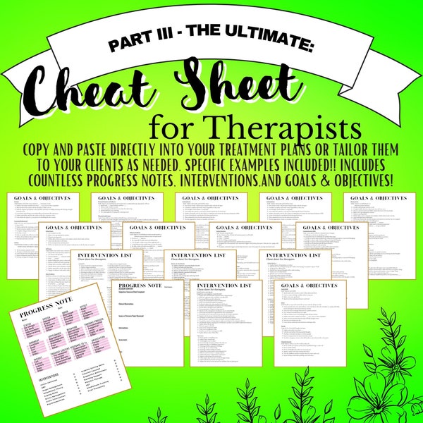 Therapy Notes Cheat Sheet - Etsy