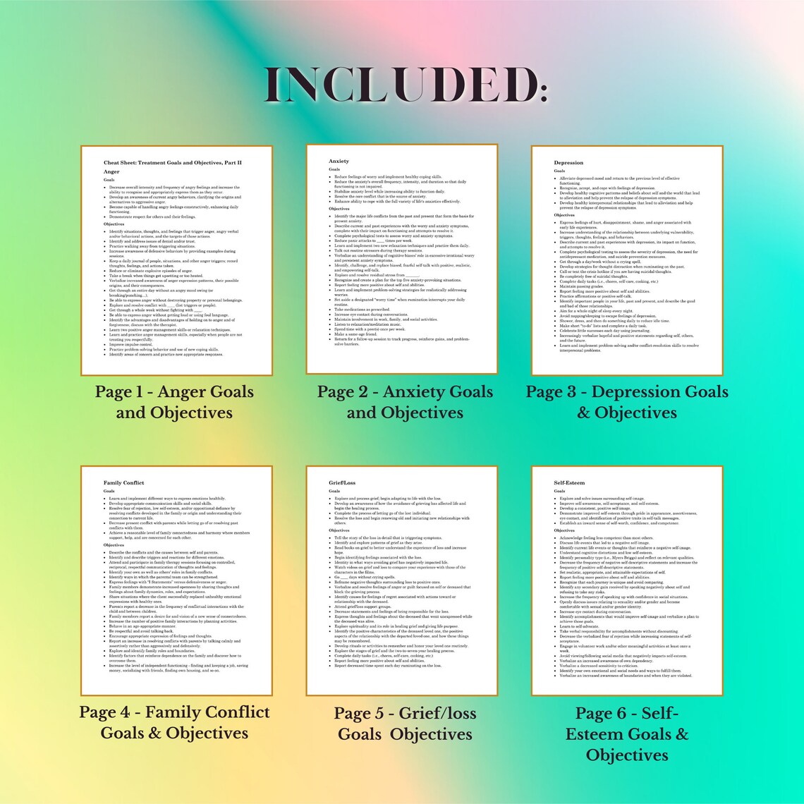 Therapy Goals Cheat Sheet Part 2 | Therapeutic Intervention Digital ...
