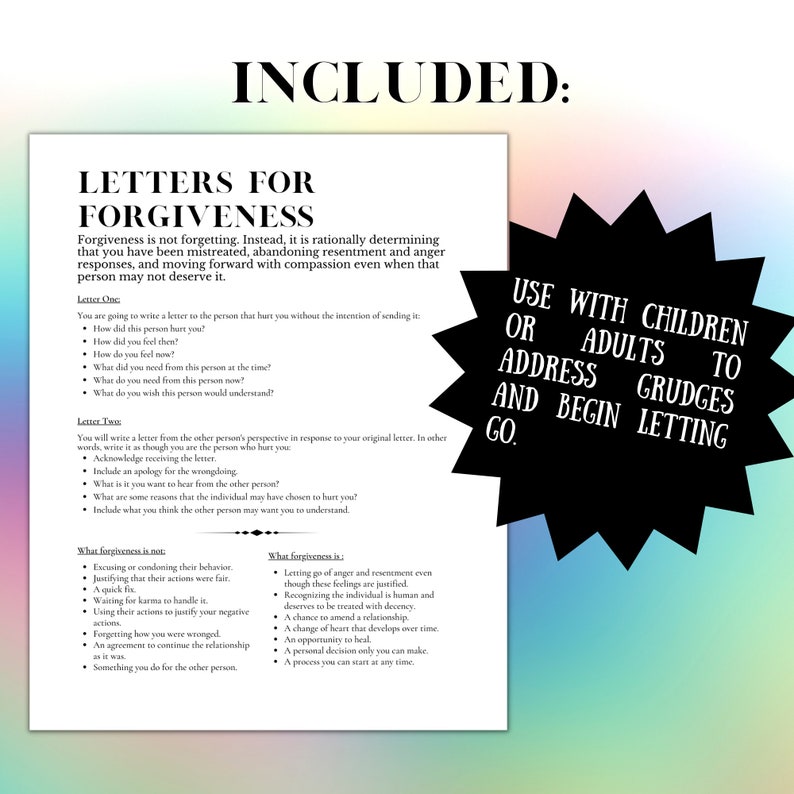 How to Forgive Others Forgiveness Therapy Worksheet Journaling for ...