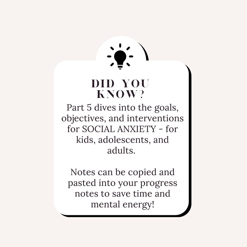 Part 5 Social Anxiety Therapy Goals, Interventions, & Objectives Cheat ...