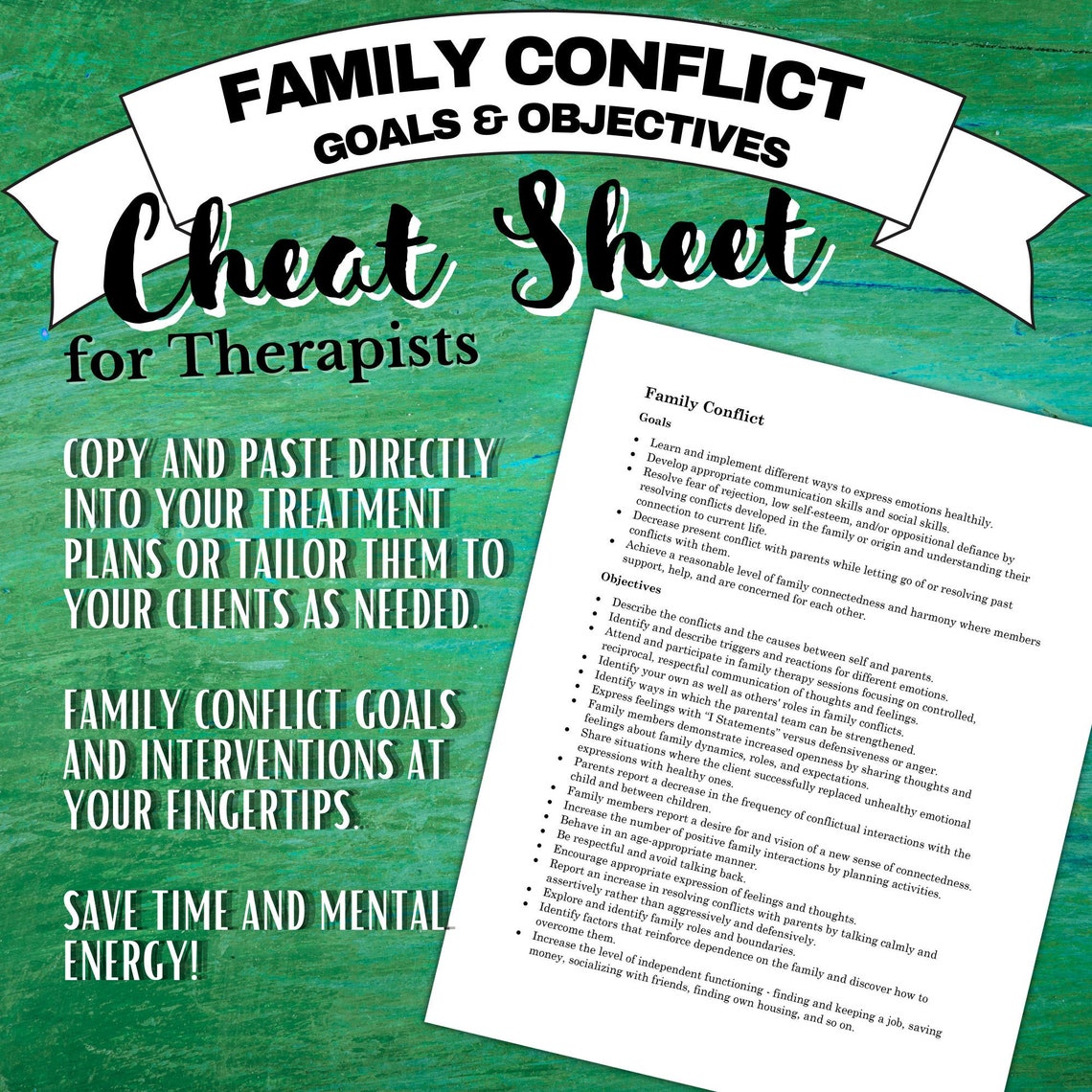Family Therapy Goals Cheat Sheet Copy and Paste Goals & Objectives for ...
