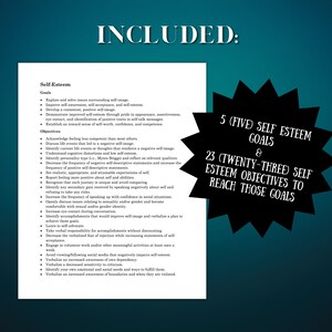Self-esteem Therapy Goals Cheat Sheet Copy and Paste Goals & Objectives ...