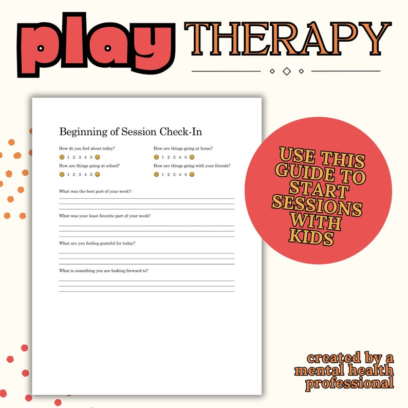 Kids Therapy Check-in Worksheet | Mental Health Session Activity (PDF ...