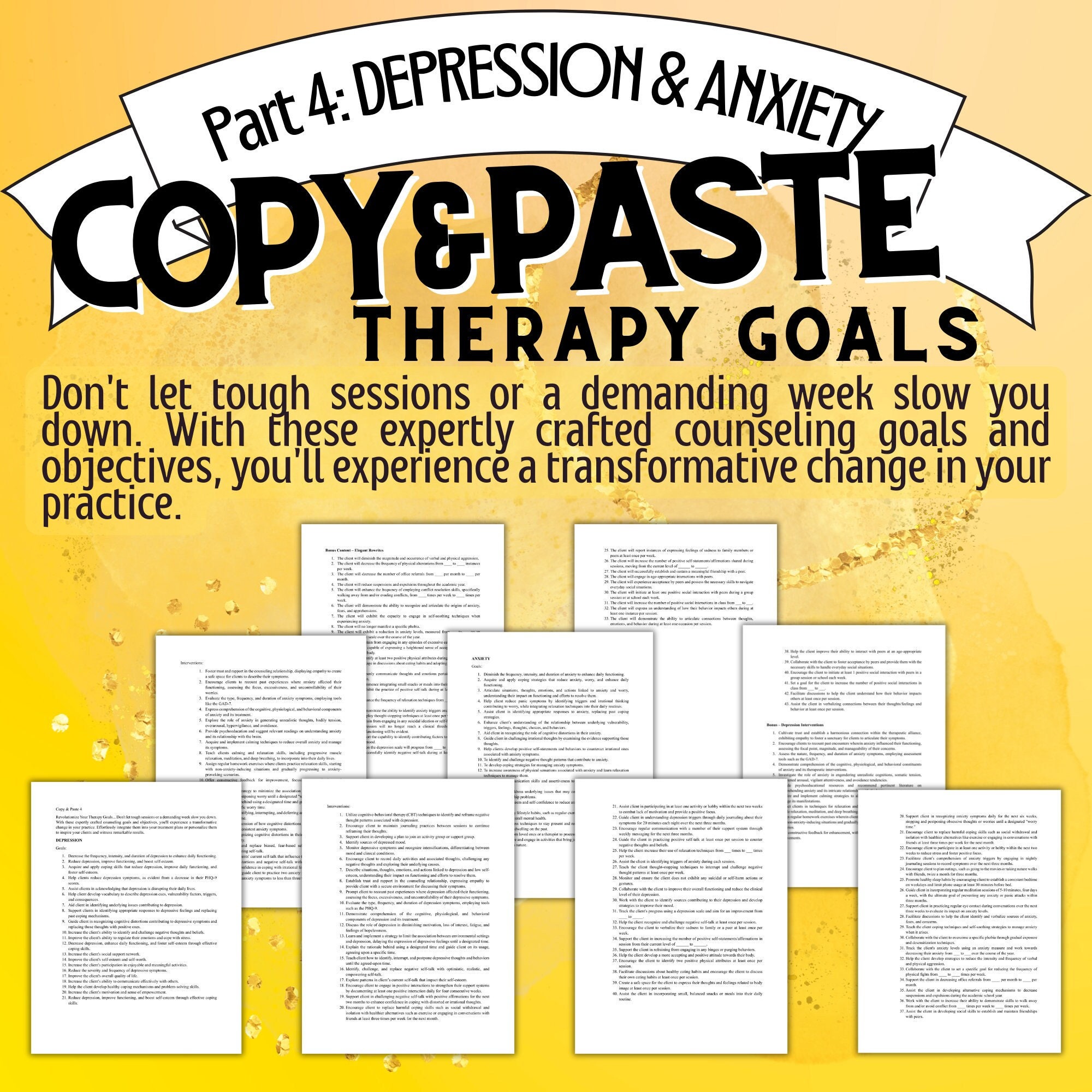 Part 4 - Therapy Interventions for Depression and Anxiety | Copy and ...