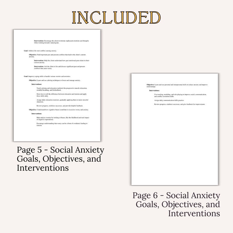 Part 5 Social Anxiety Therapy Goals, Interventions, & Objectives Cheat ...