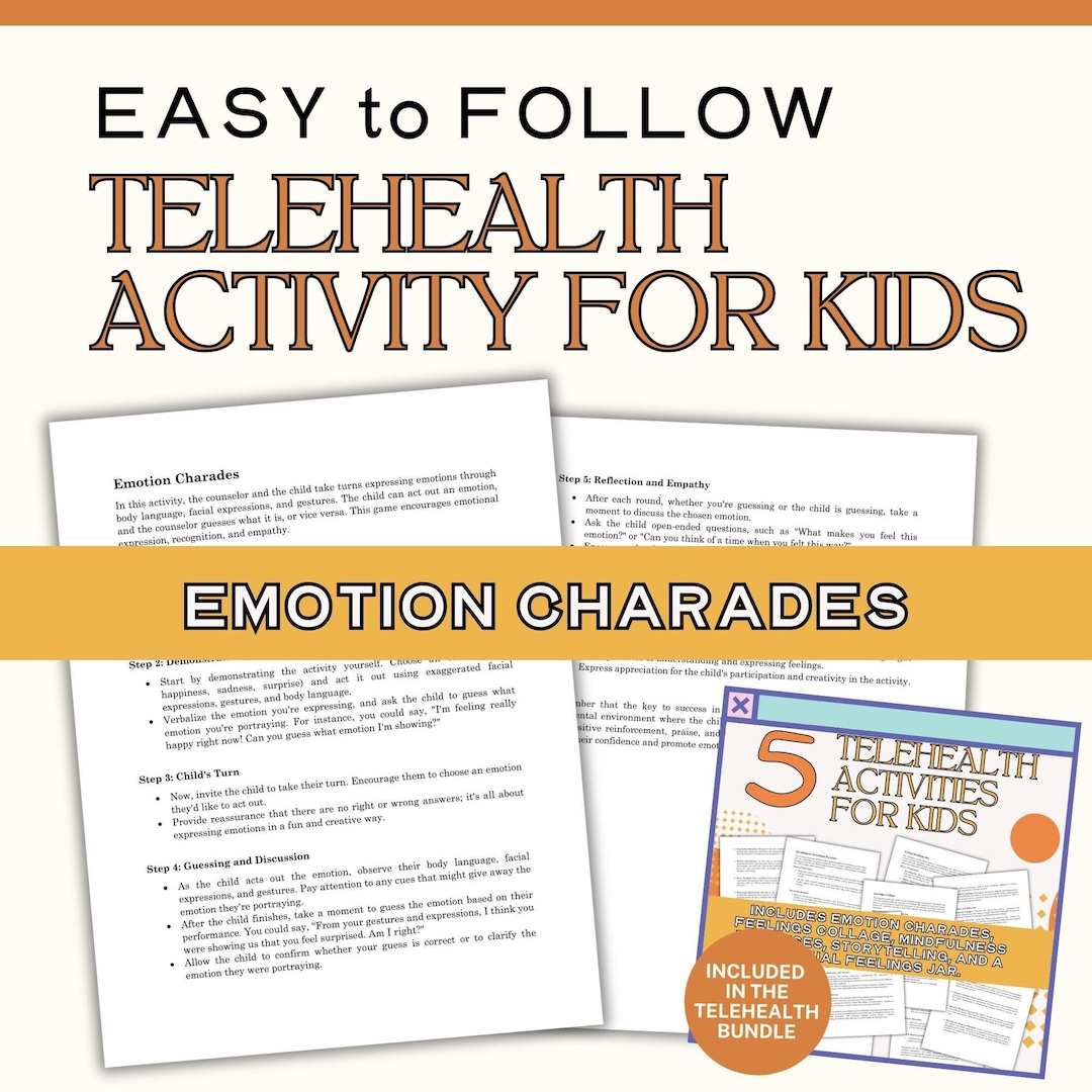 Emotion Charades Game - Digital Download for Children's Telehealth ...