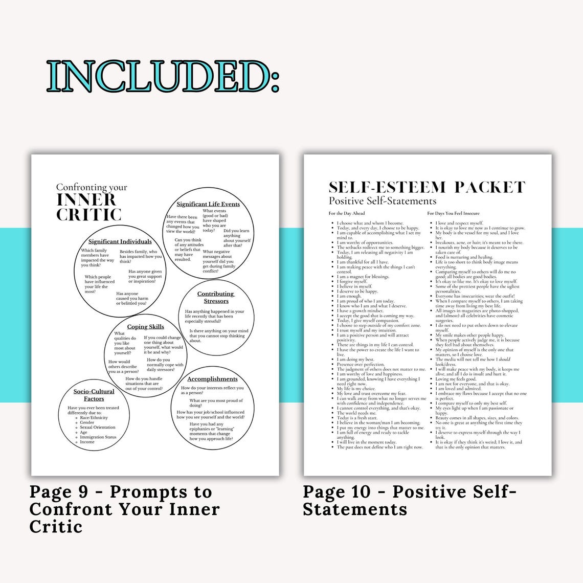 Self-esteem Therapy Worksheets Boost Confidence, Overcome Negative ...