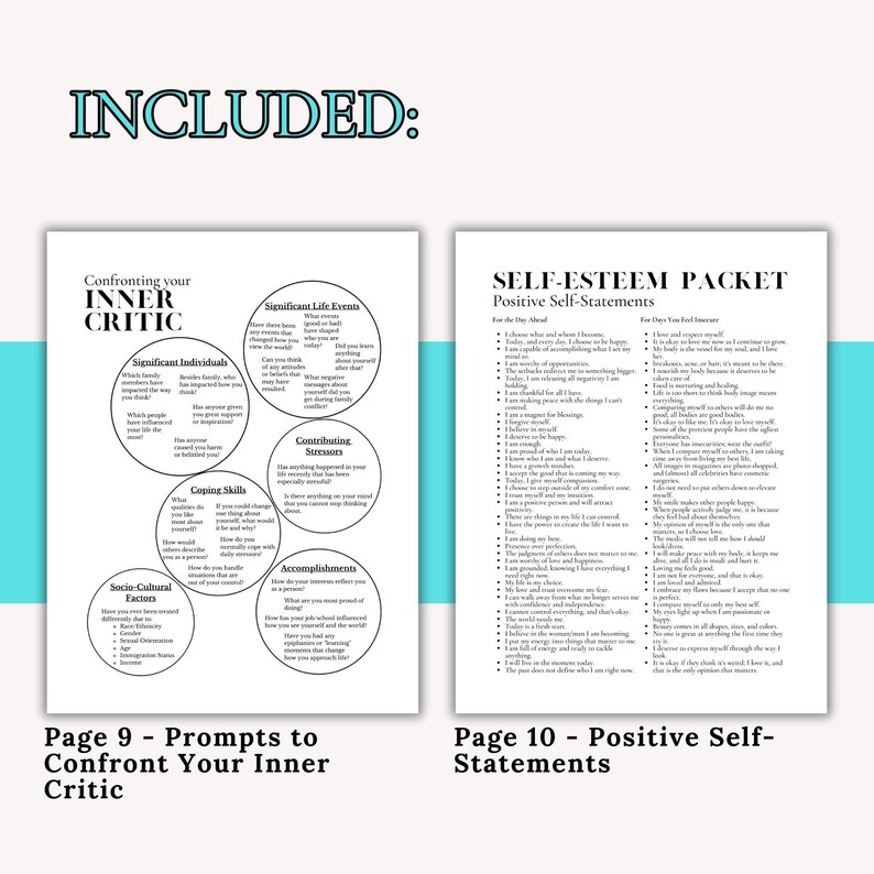 Self-esteem Therapy Worksheets Boost Confidence, Overcome Negative ...