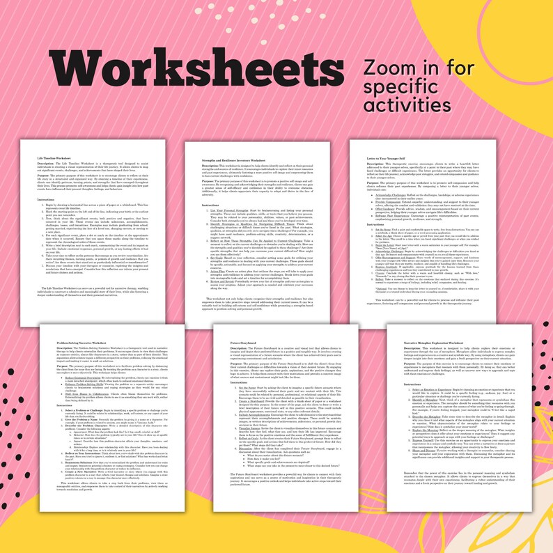 Six Narrative Therapy Activities Counseling Worksheet Download ...