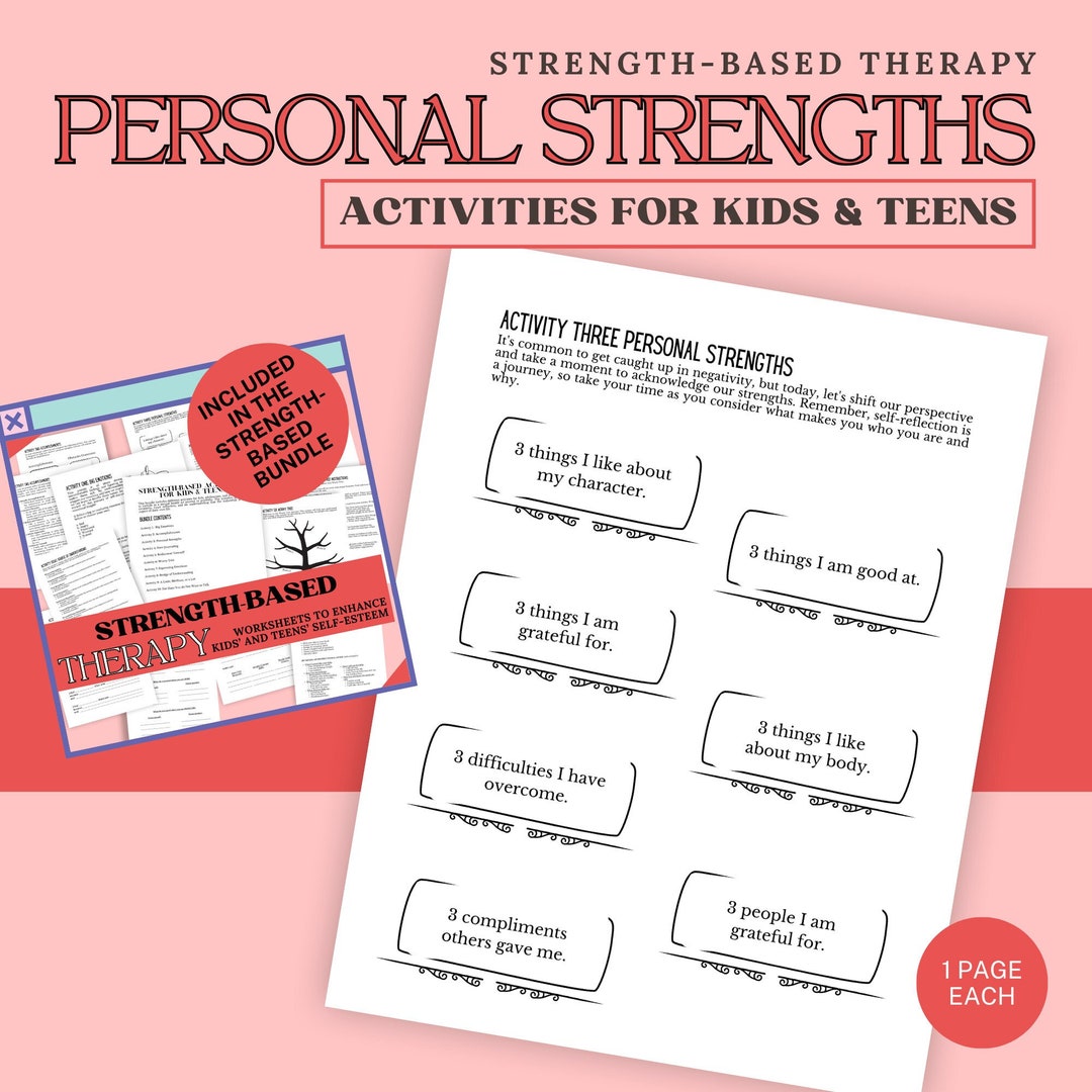 Personal Strengths Therapy Worksheet | Journal Prompts to Improve ...