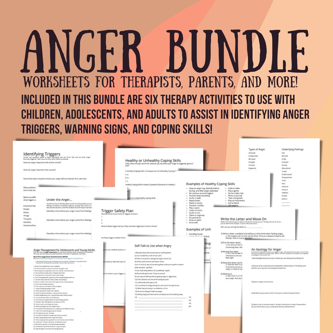 Ultimate ANGER Bundle Anger Worksheets for Therapists Anger Management ...