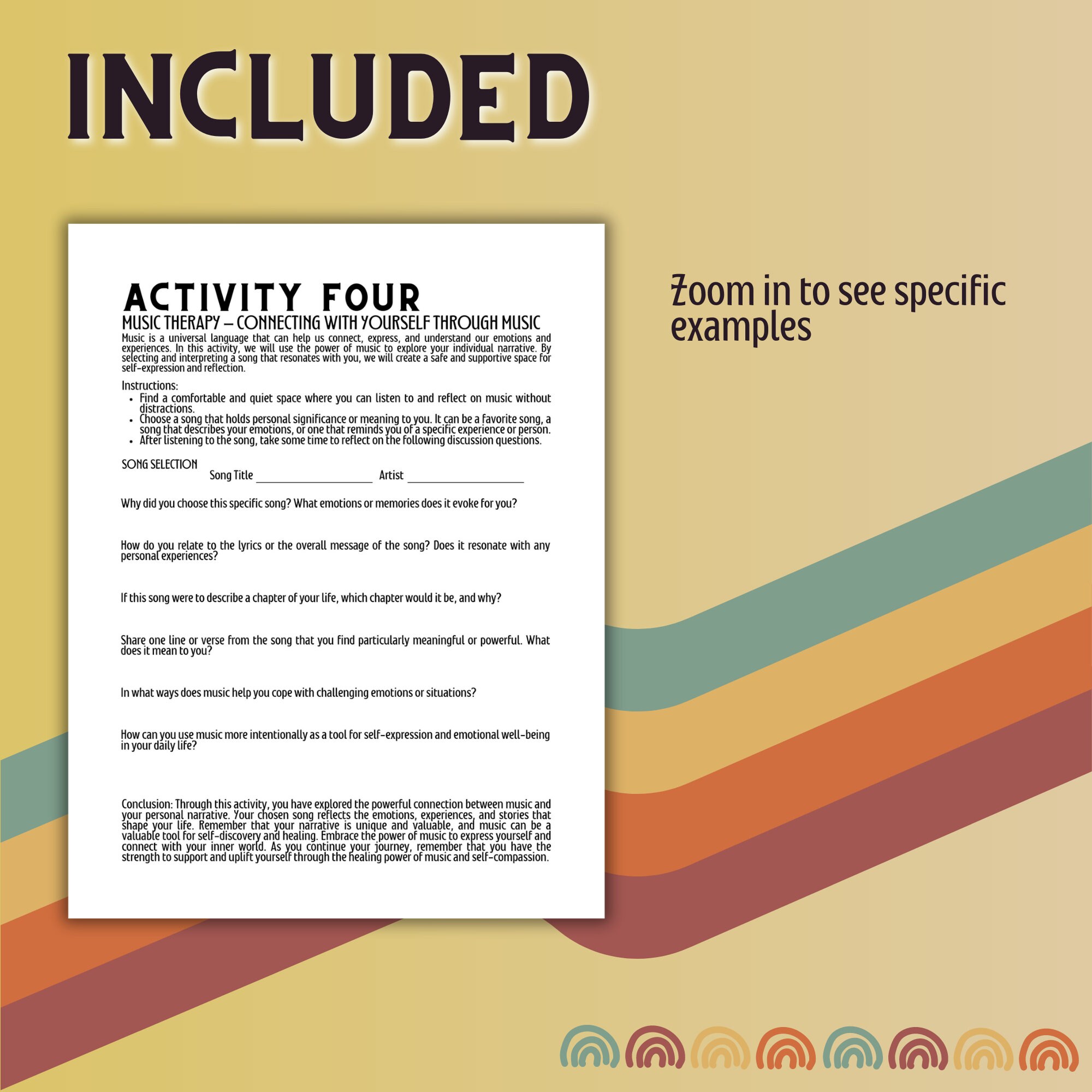 Discover Your Inner Story: Music Therapy Worksheet for Emotional ...