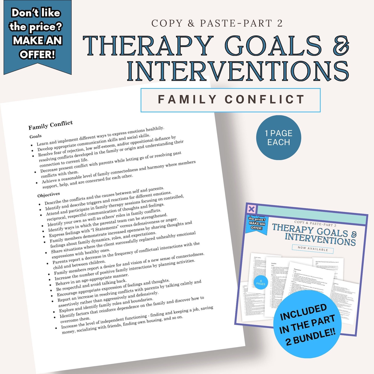 Family Therapy Goals Cheat Sheet | Copy and Paste Goals & Objectives ...