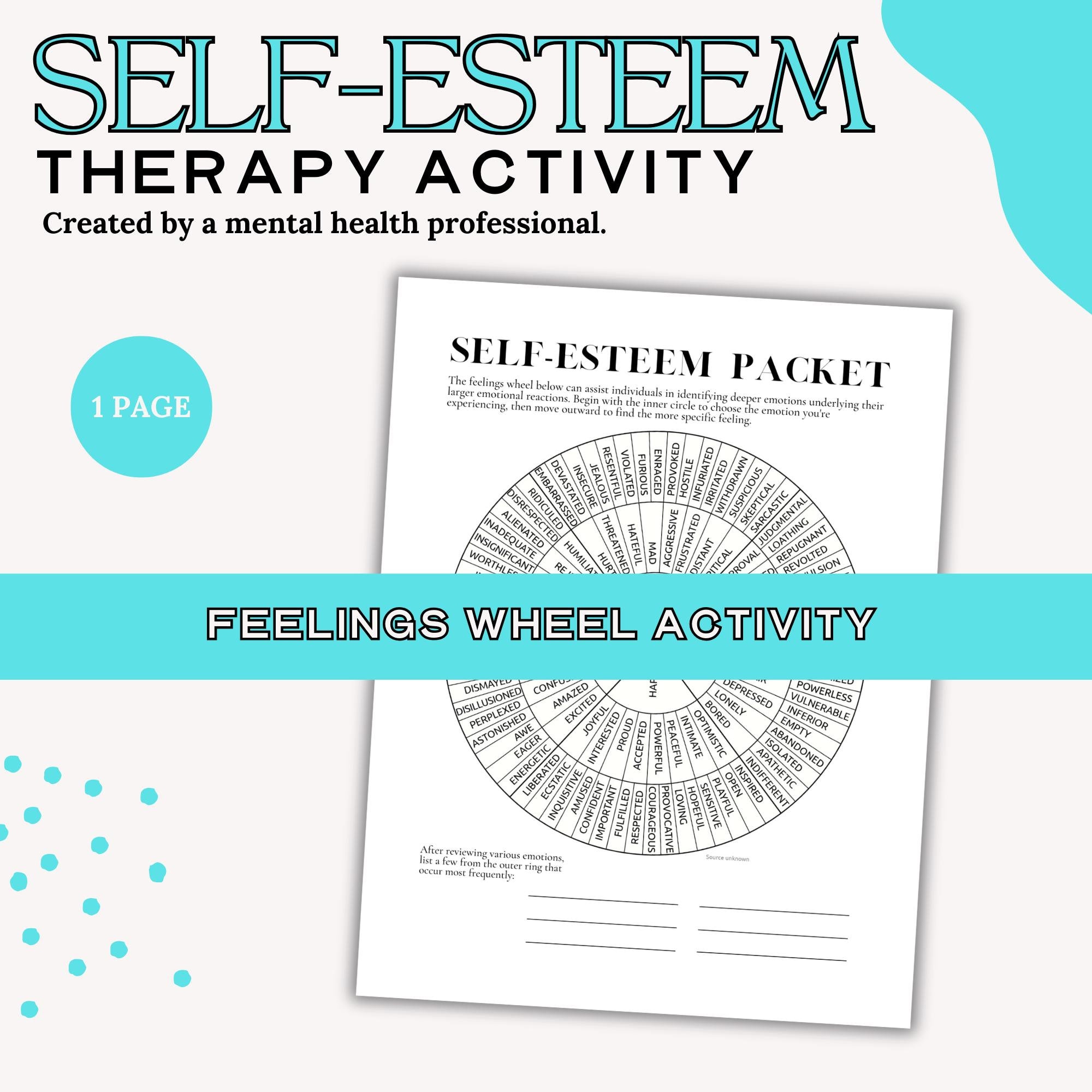 Feelings Wheel Activity | Naming Negative Emotions Therapy Worksheet ...