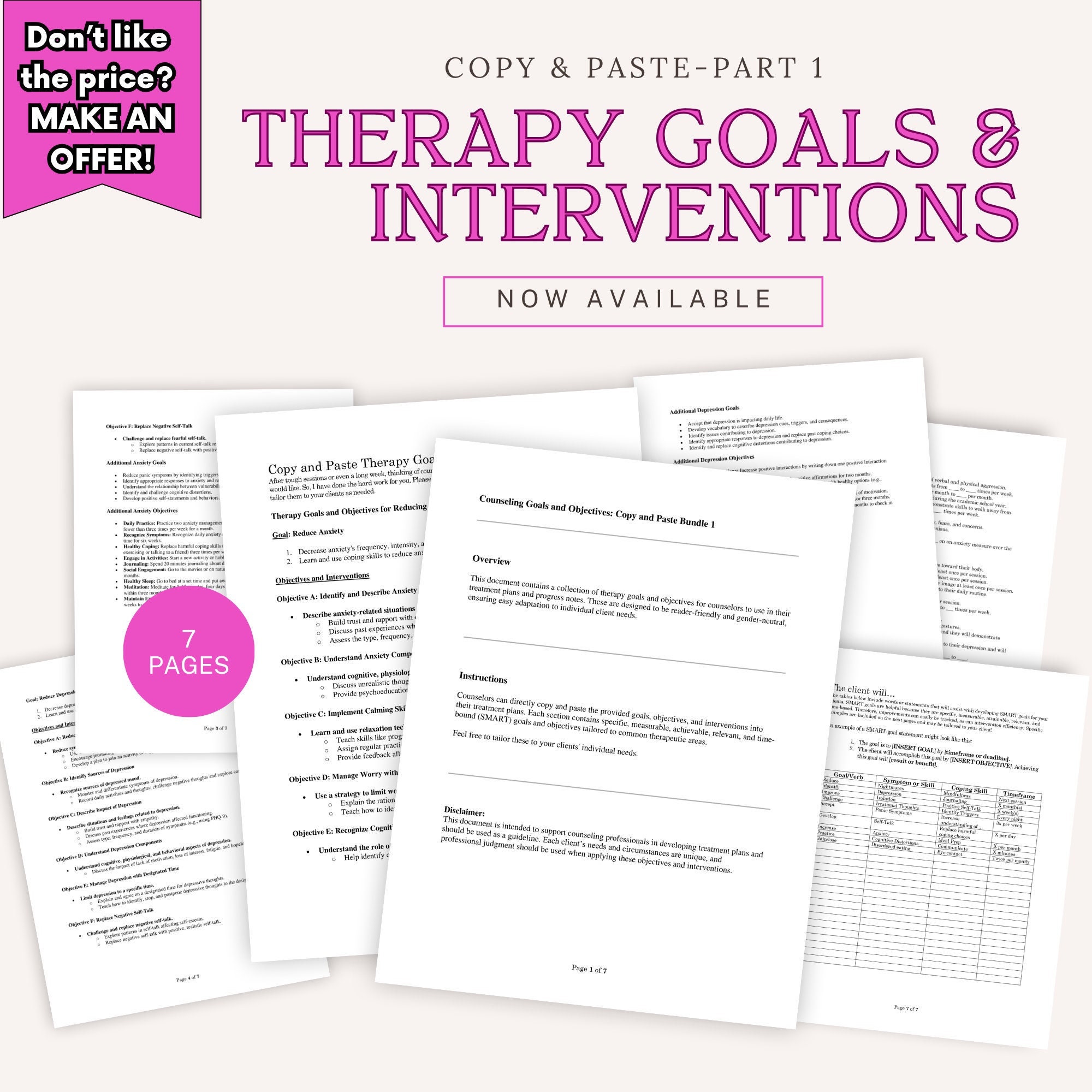 Therapy Goals & Objectives Cheat Sheet - Mental Health Treatment ...