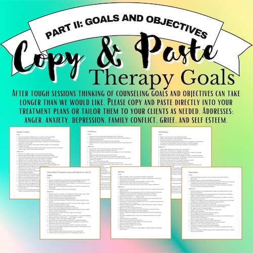 Therapy Goals Cheat Sheet Part 2 Therapeutic Intervention - Etsy