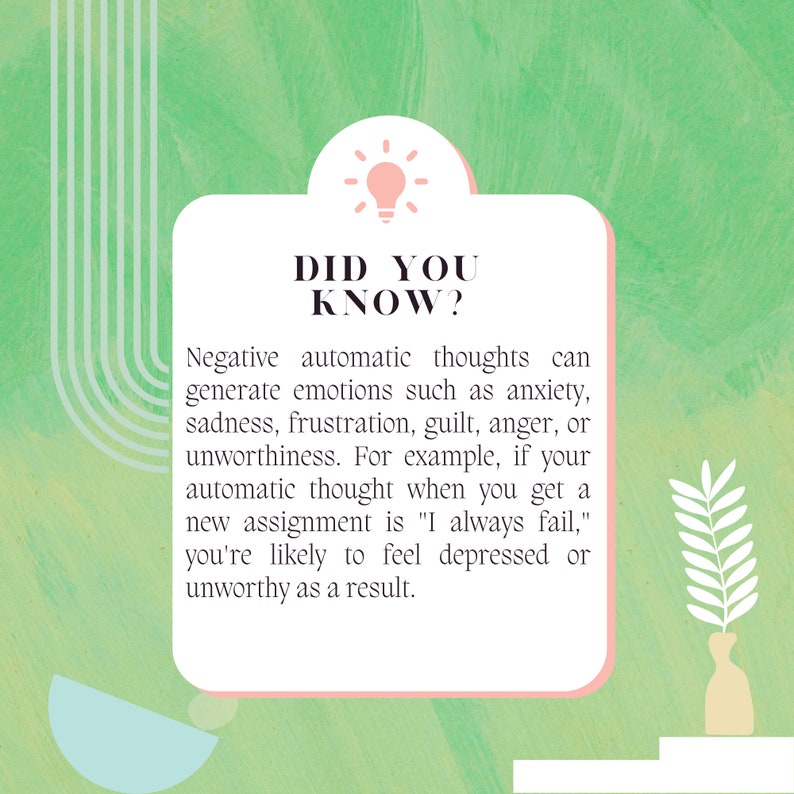 Automatic Negative Thought CBT Worksheet Jar of Ants Therapy Activity ...