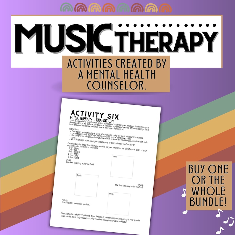 Music Therapy for Kids - Printable Emotion Worksheet | Mindful Art ...