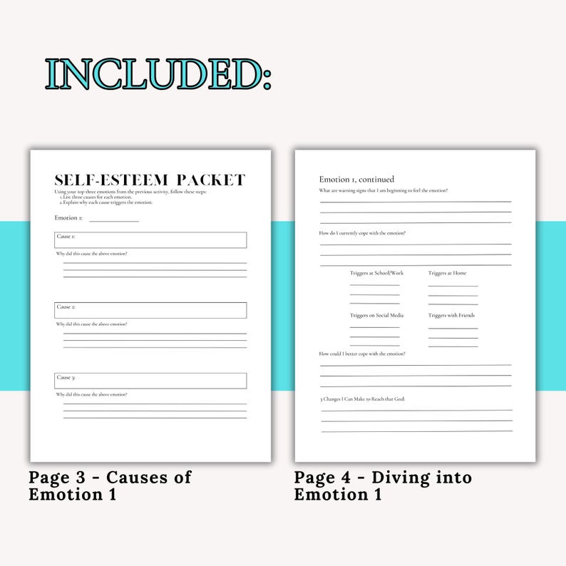 Self-esteem Therapy Worksheets | Boost Confidence, Overcome Negative ...