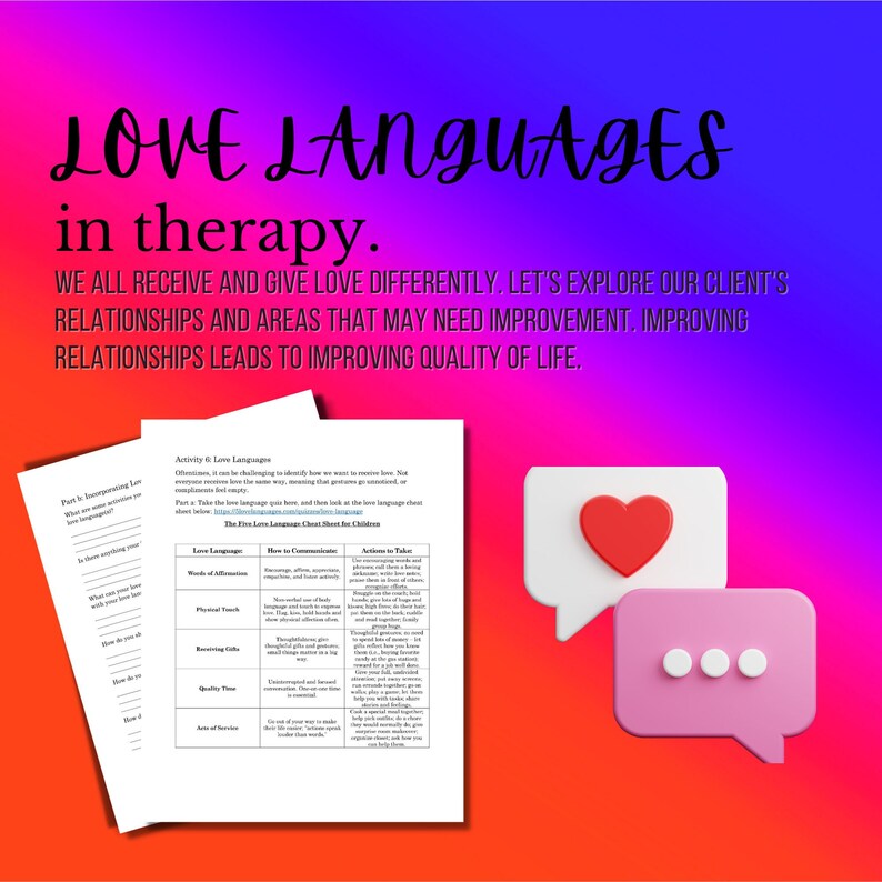 Love Language Printable Attachment Style Worksheet - Etsy