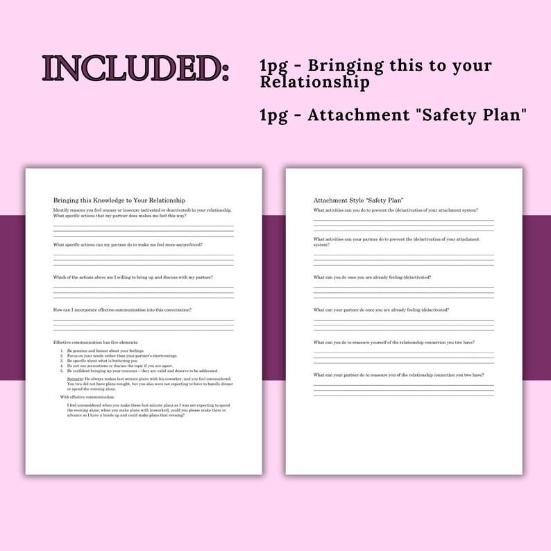 Healing Codependency - Attachment Style Worksheets | Anxious Vs ...