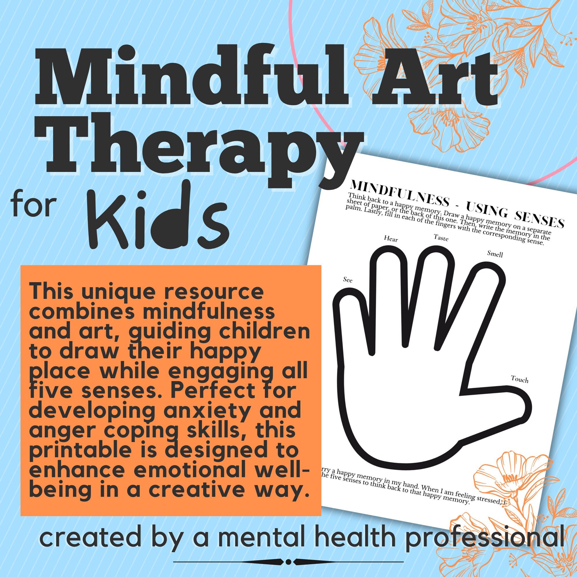 Mindful Art Therapy for Kids: Printable Worksheet to Draw Happy Places ...