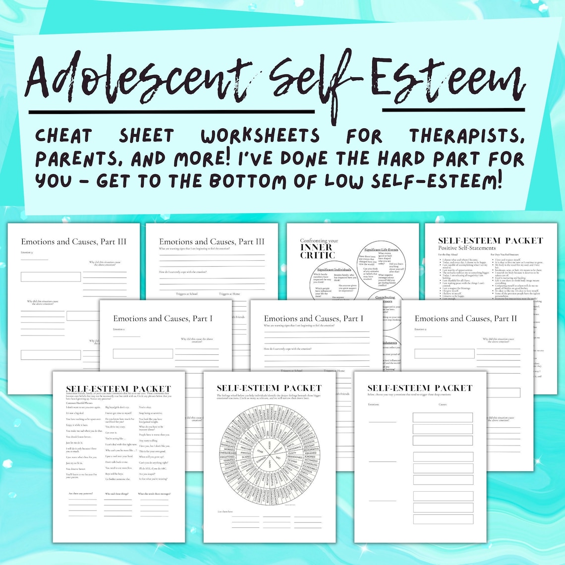 Empowering Teens: Counseling Guide, Self-esteem Worksheets, Therapeutic ...