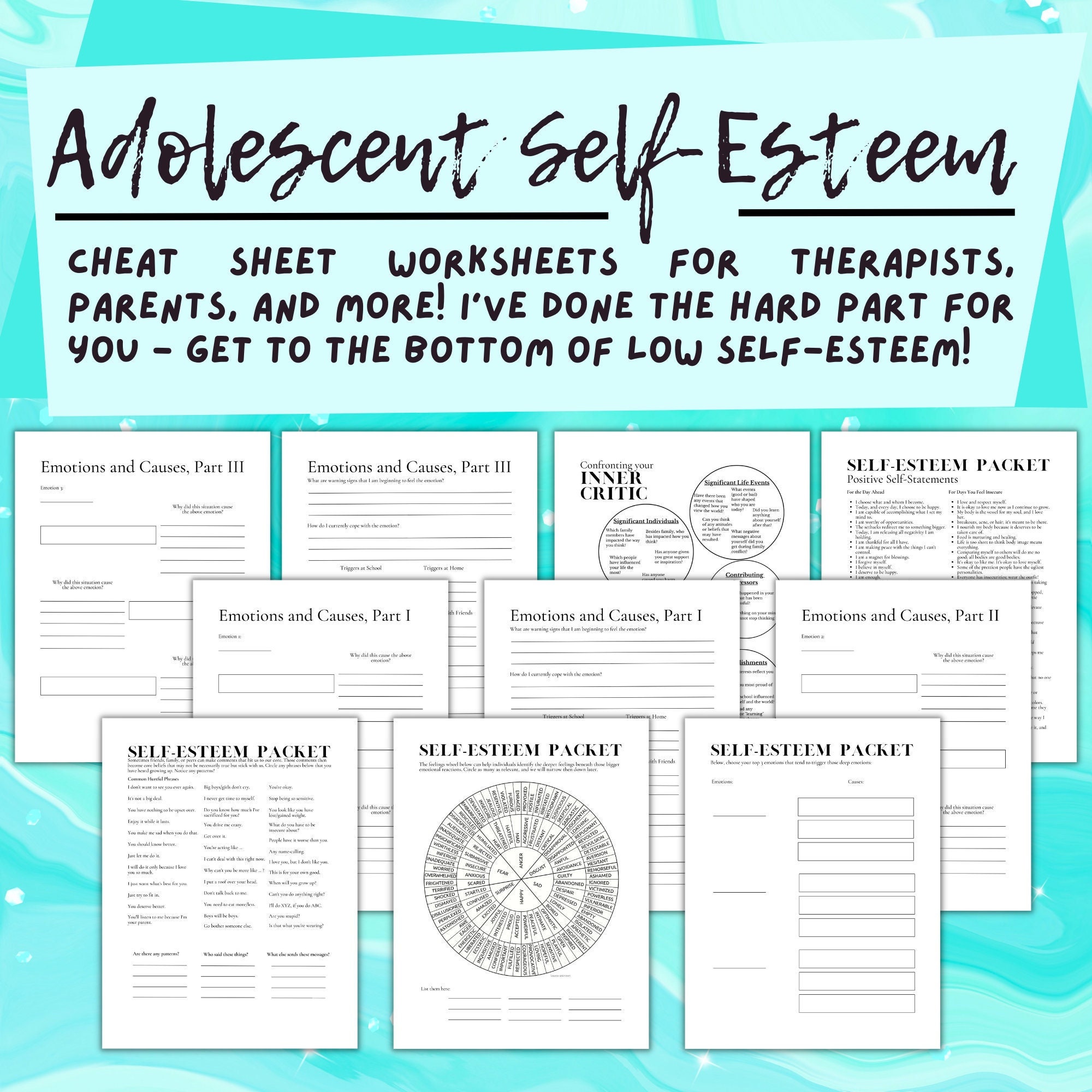 Empowering Teens: Counseling Guide, Self-esteem Worksheets, Therapeutic ...