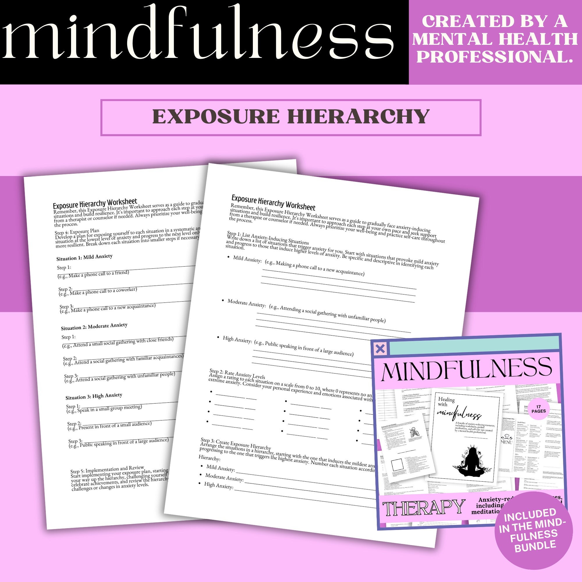 Exposure Therapy Worksheet | Window of Tolerance Activity for ...