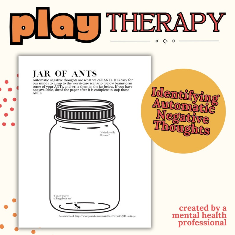 Automatic Negative Thought CBT Worksheet | Jar of Ants | Therapy ...