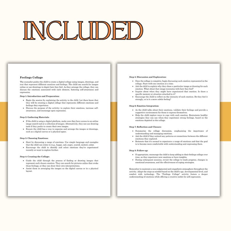 Feelings Collage Activity for Kids | Digital Download for Telehealth ...