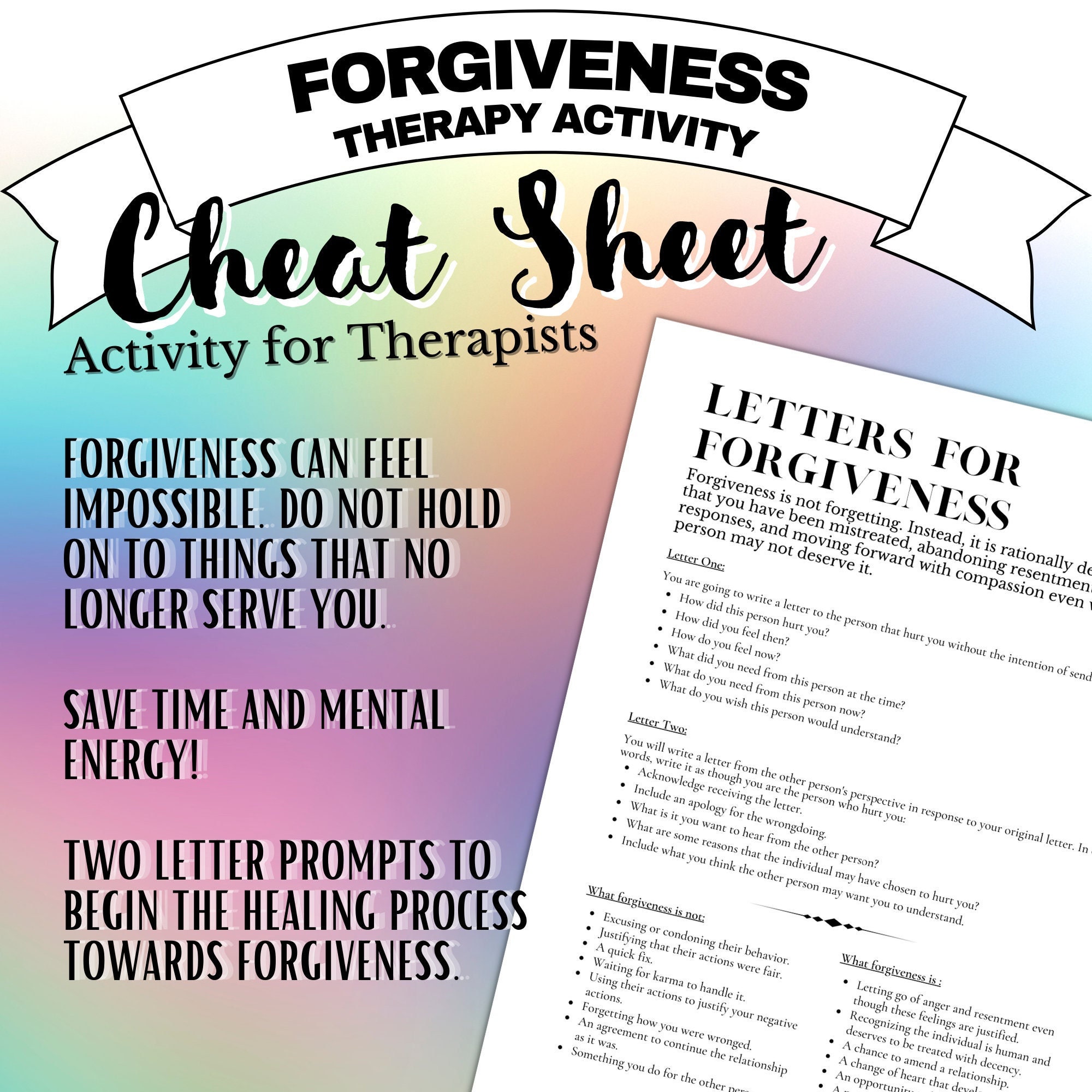 How to Forgive Others | Forgiveness Therapy Worksheet | Journaling for ...