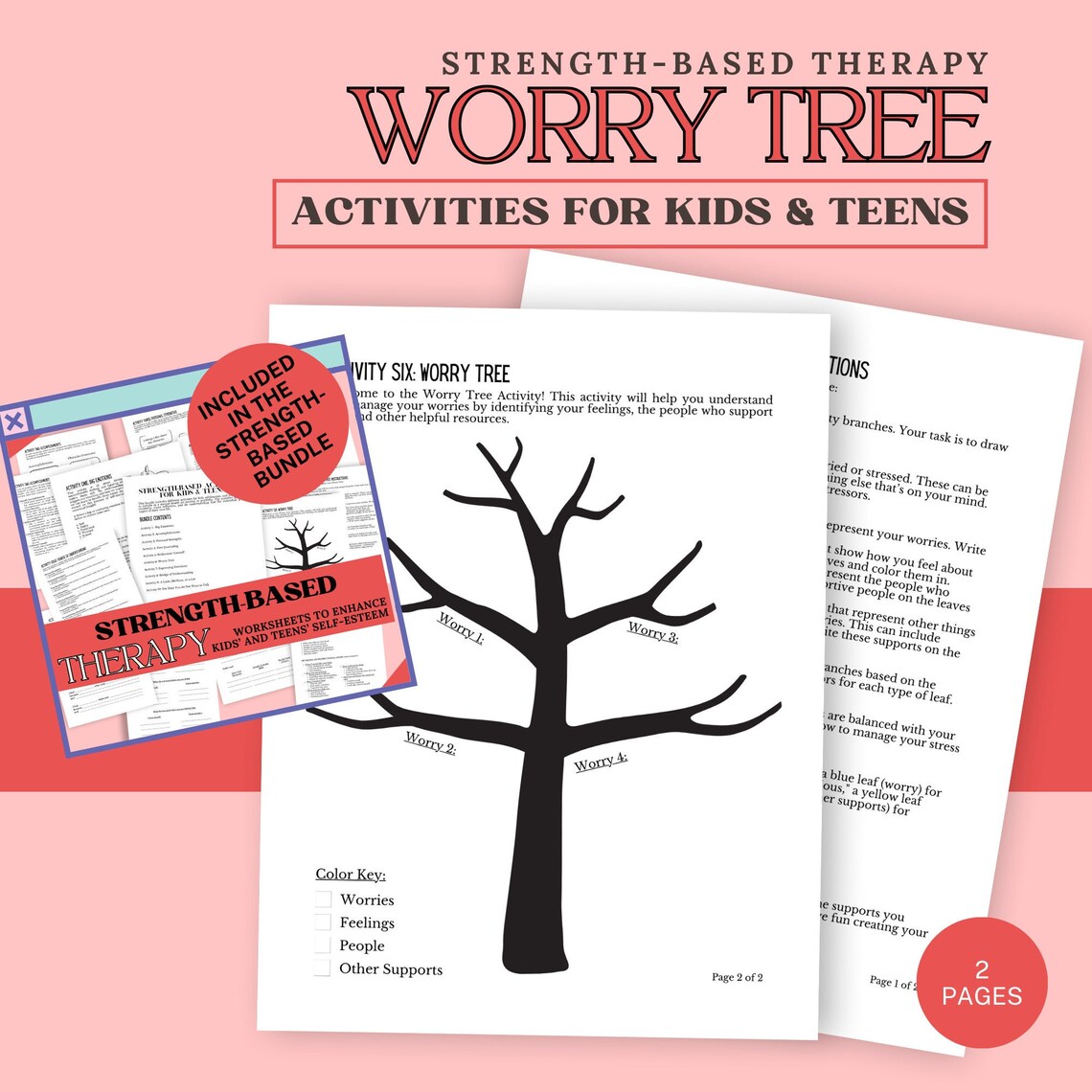 Worry Tree Therapy Activity | Kids & Teens Worksheet (PDF) - Etsy