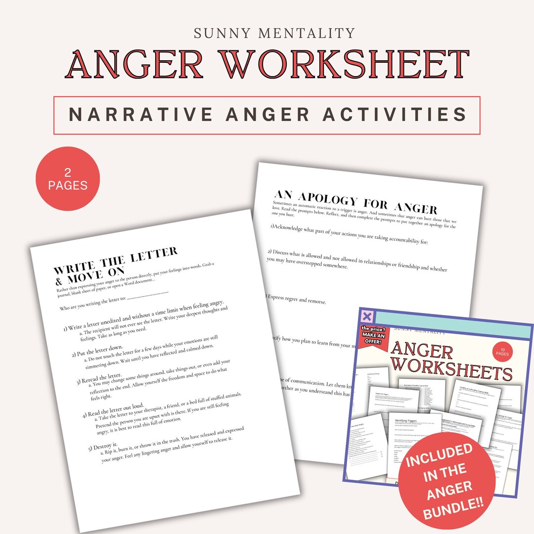 Narrative Therapy Anger Activities | Moving on Prompts | Writing an ...