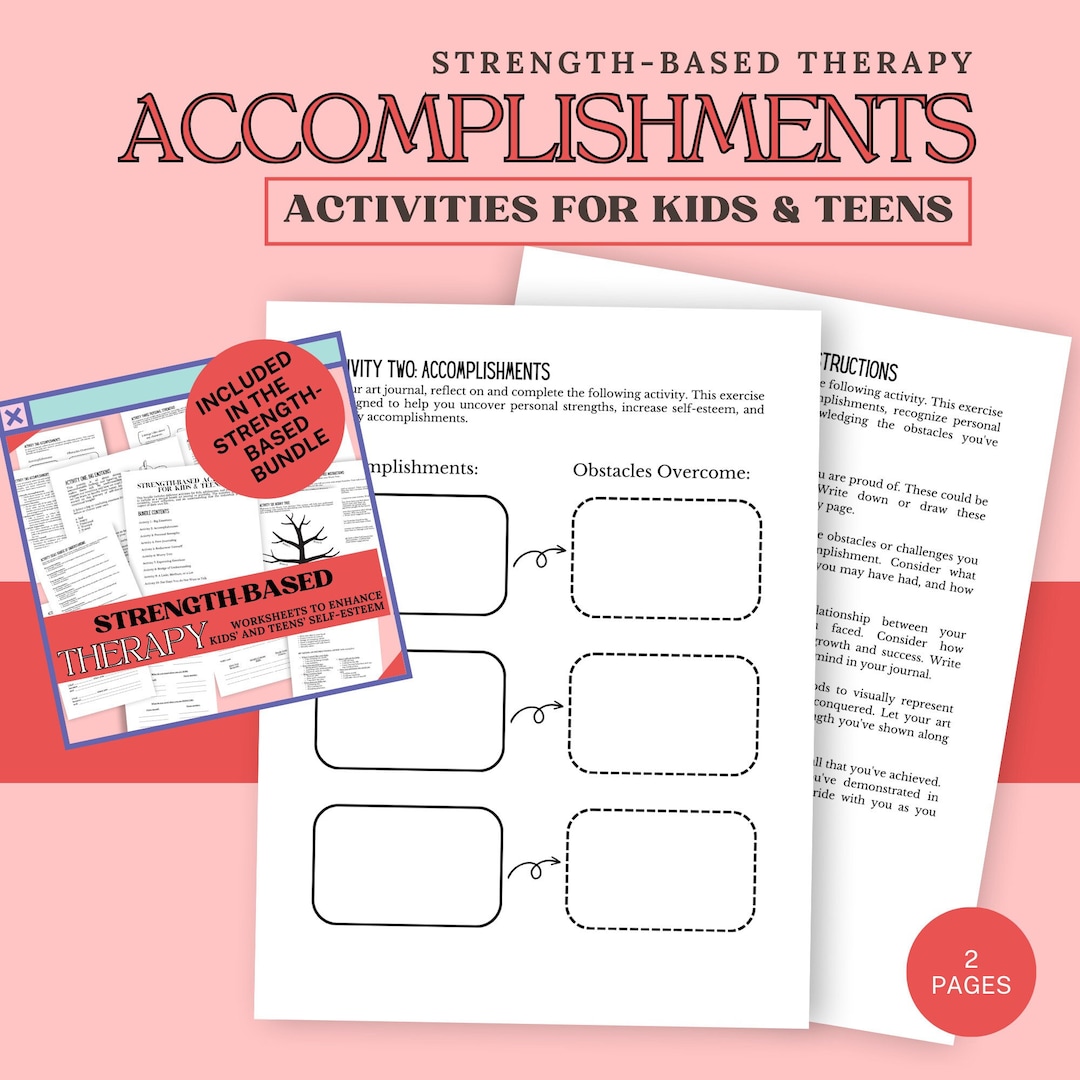 Accomplishments Therapy Worksheet to Identify Strengths and Highlight ...