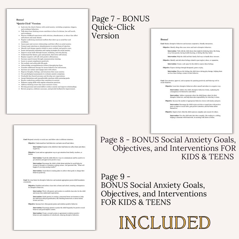 Part 5 Social Anxiety Therapy Goals, Interventions, & Objectives Cheat ...
