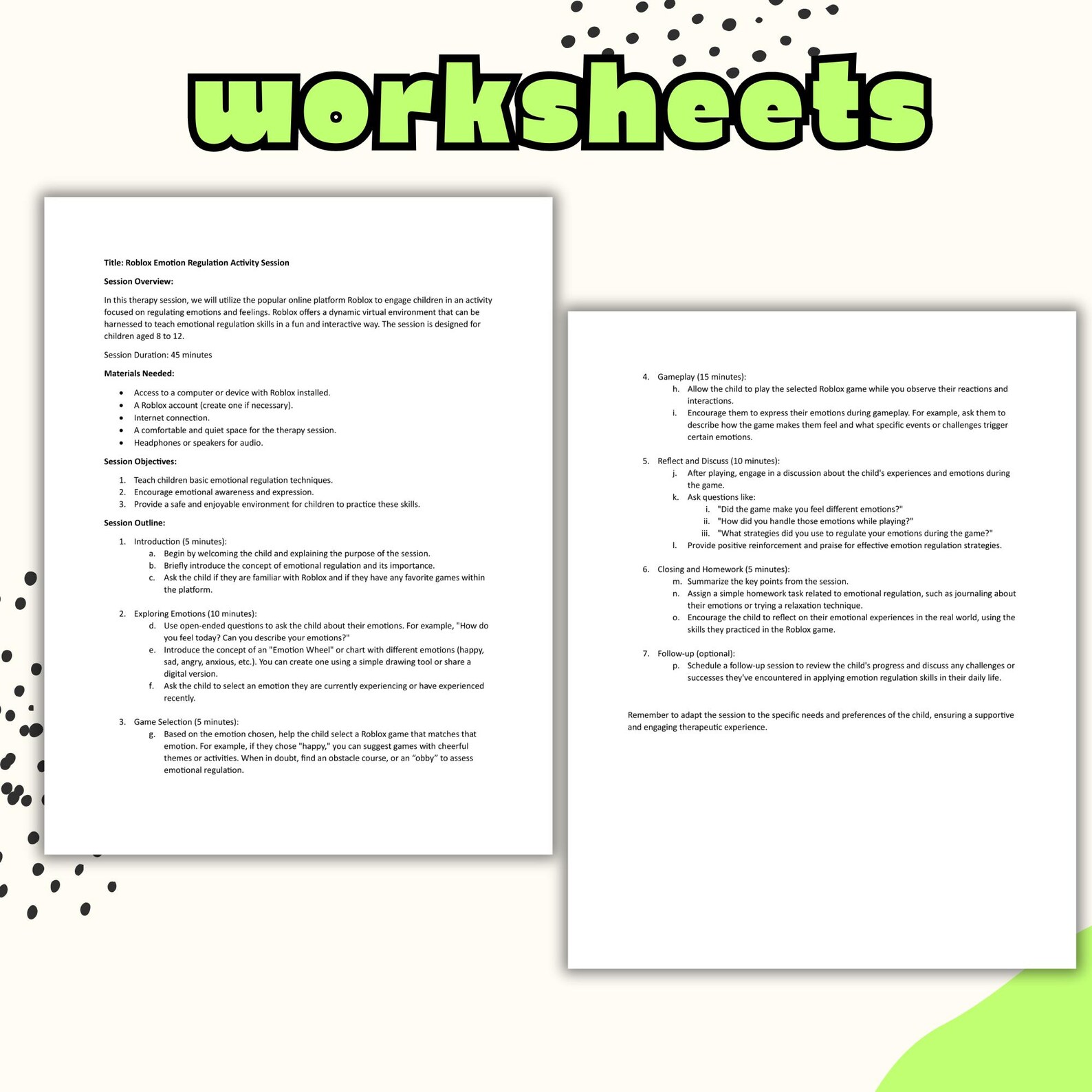 Play Therapy Roblox Emotion Regulation Activity for Kids and Teens ...