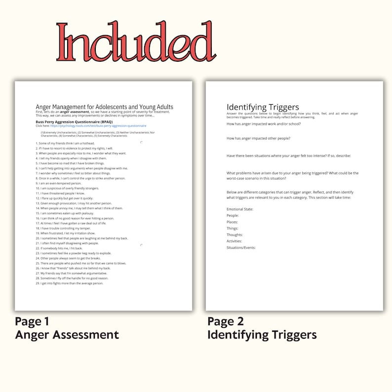 Anger Worksheets for Assessing Anger, Finding Triggers, and Improving ...