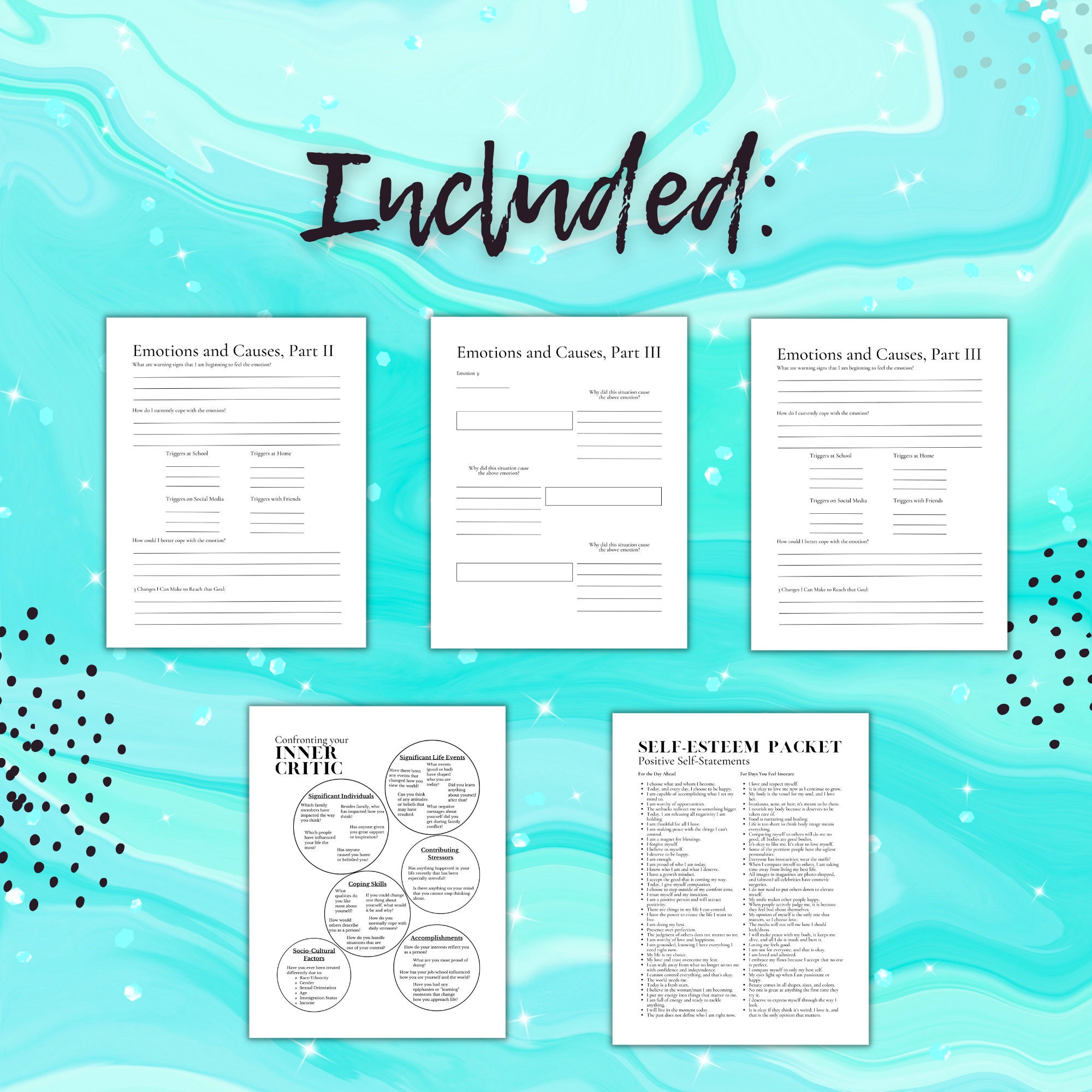Empowering Teens: Counseling Guide, Self-esteem Worksheets, Therapeutic ...